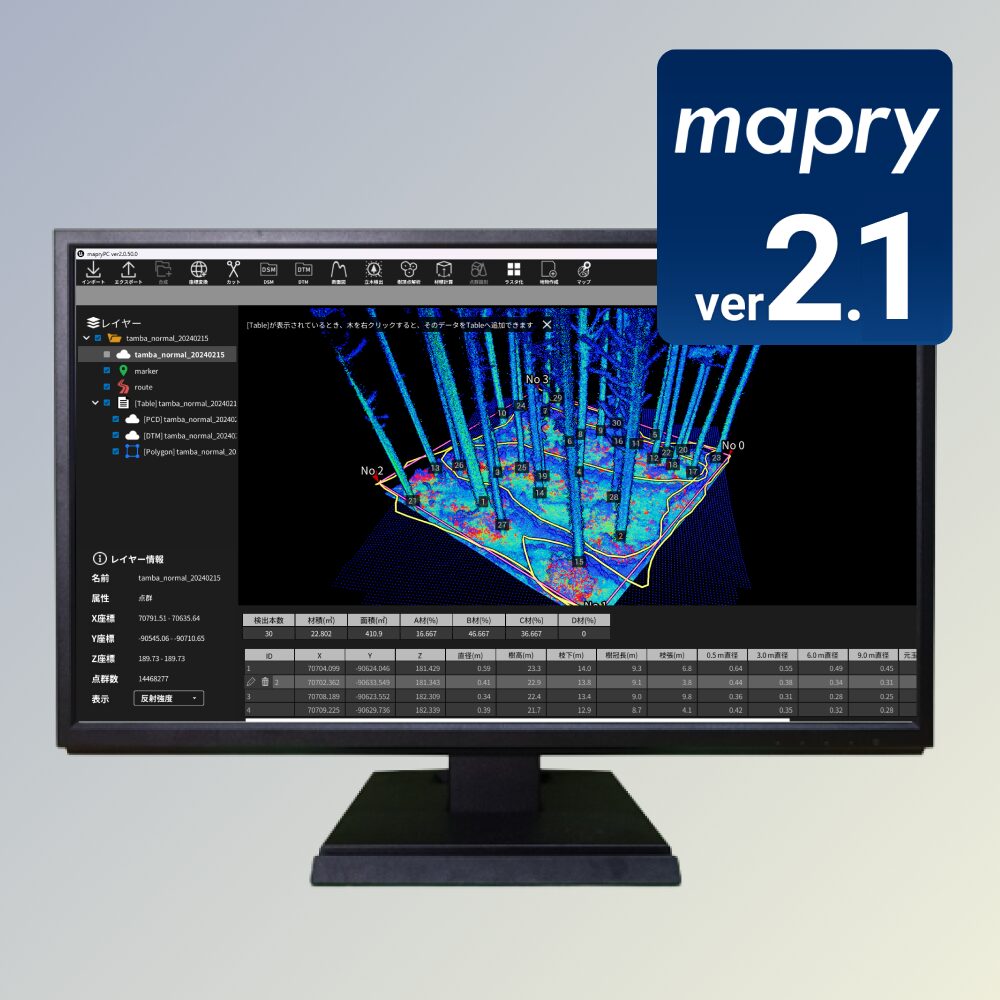 マプリィ、点群解析ソフトmapryPC版2系正式版をリリース｜サービスリリース | 株式会社マプリィ｜ 地理空間情報のアプリプラットフォーム